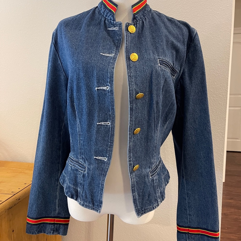 Vintage The Limited Military Style Structured Denim J… - Gem